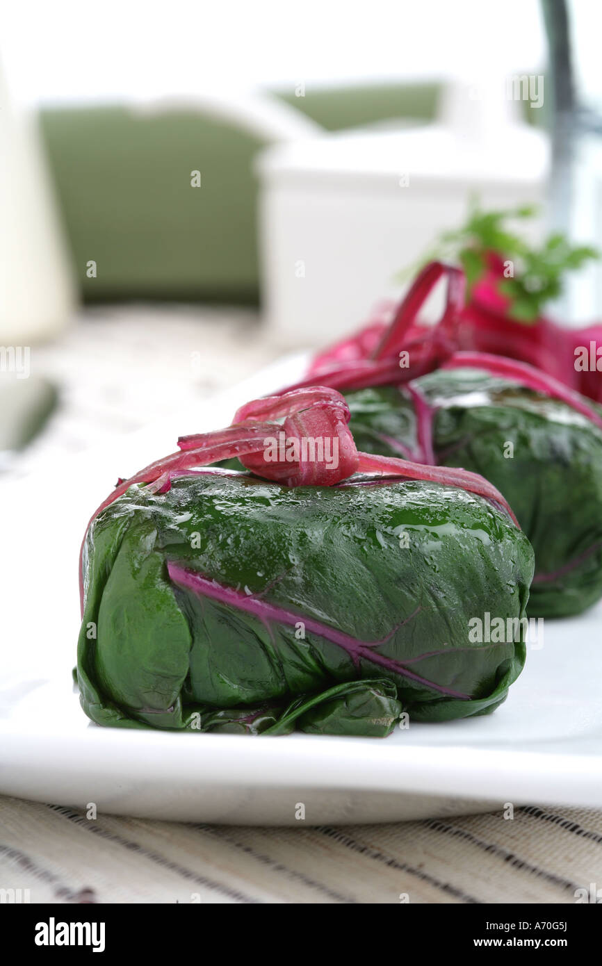 Red chards stuffed Stock Photo - Alamy