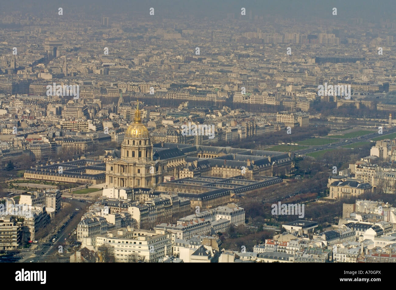 View of the Invalides Hospital Building and the city of Paris from the ...