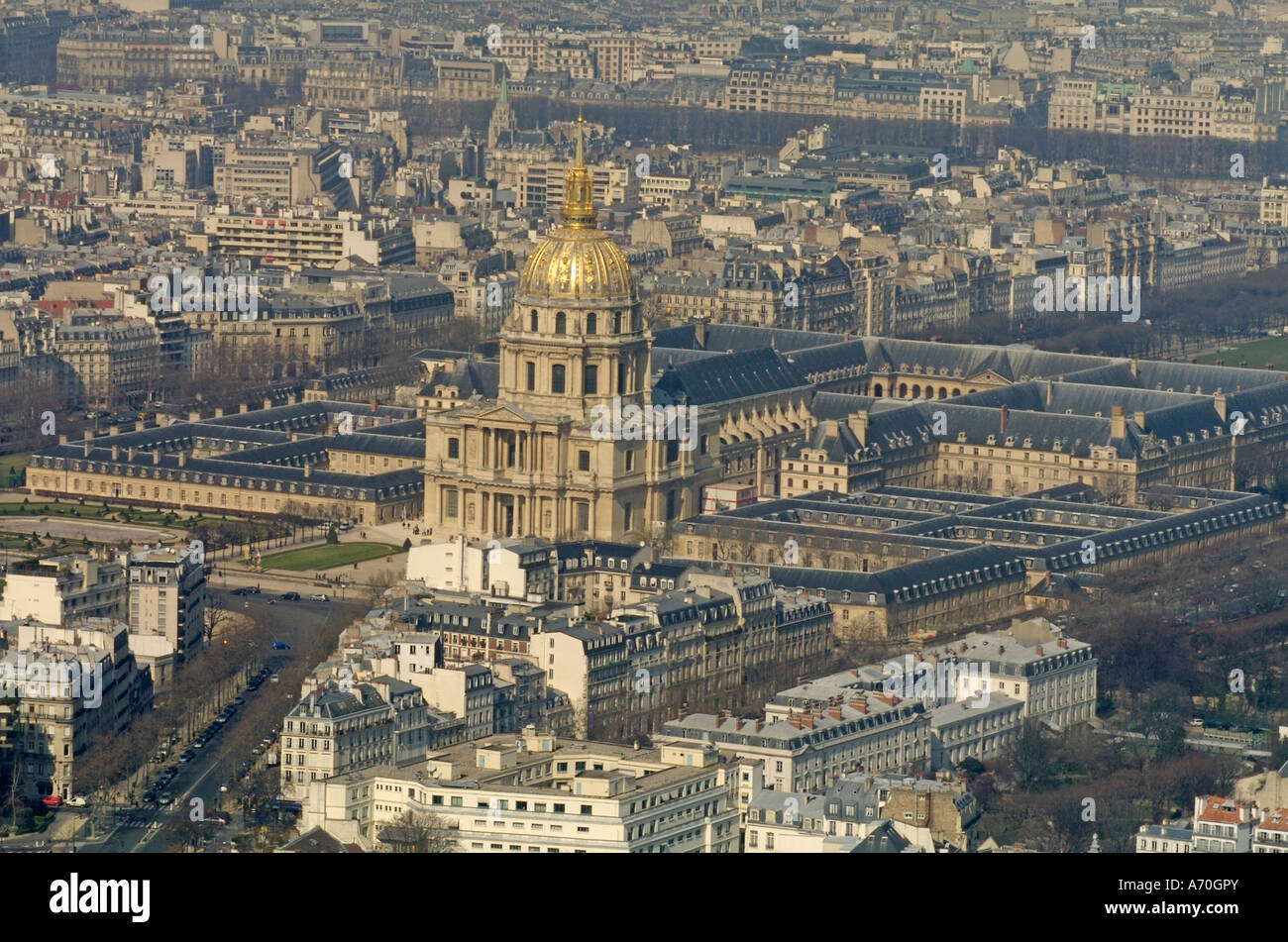View of the Invalides Hospital Building and the city of Paris from the ...