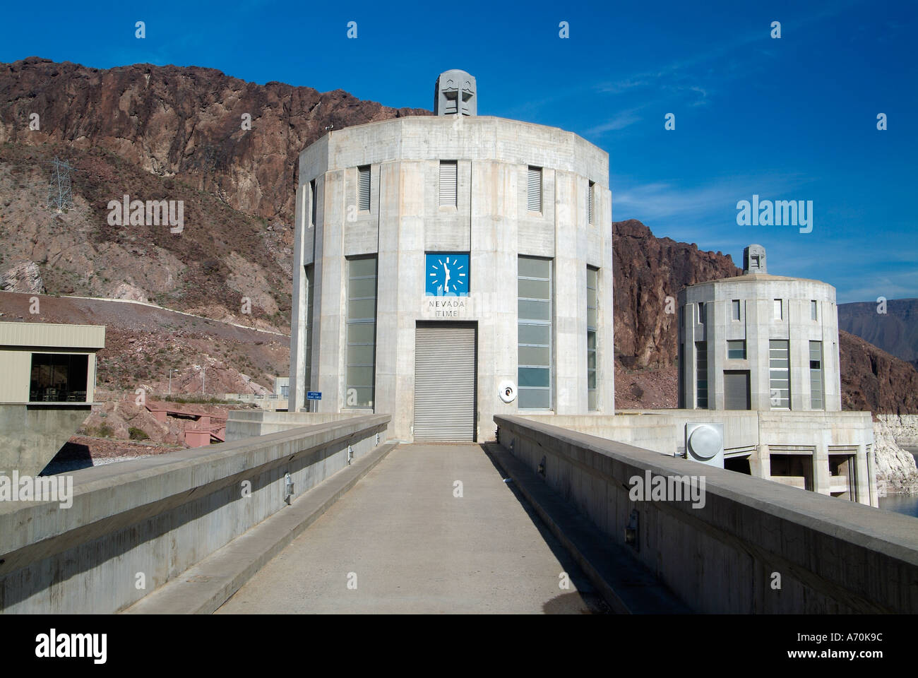 Clock of an intake tower at lake mead hoover dam Nevada Usa Stock Photo ...