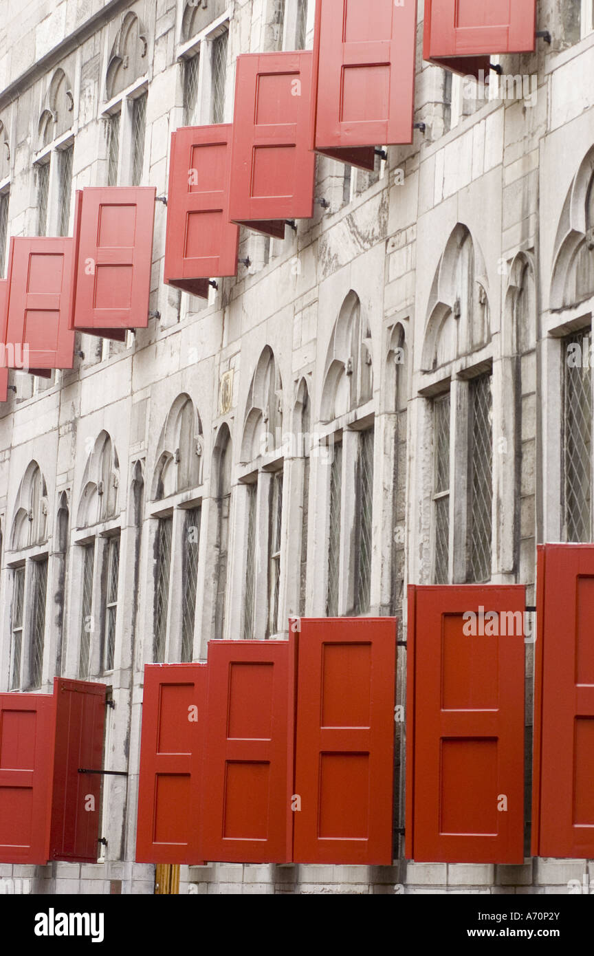 Row of red shutter windows in one of Utrecht University buildings ...