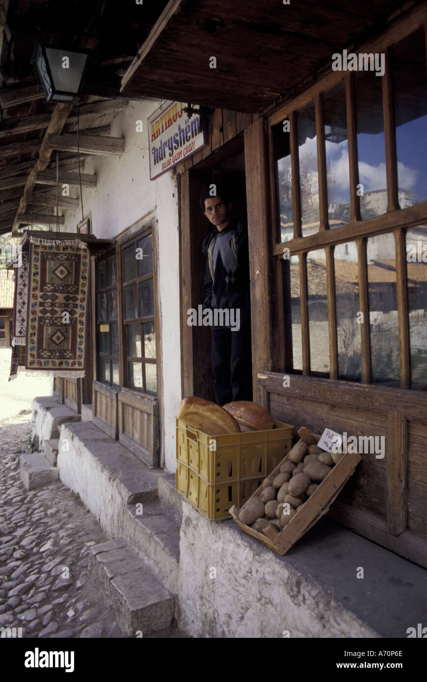 Europe, Albania, Kruja. The bazaar, shopkeeper Stock Photo - Alamy