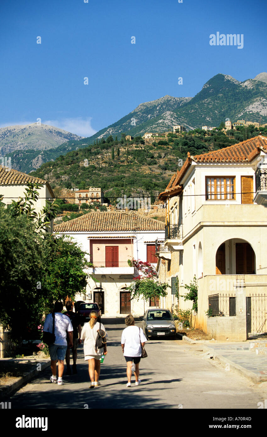 greece peloponnese mani peninsula kardamili a view of the main street ...