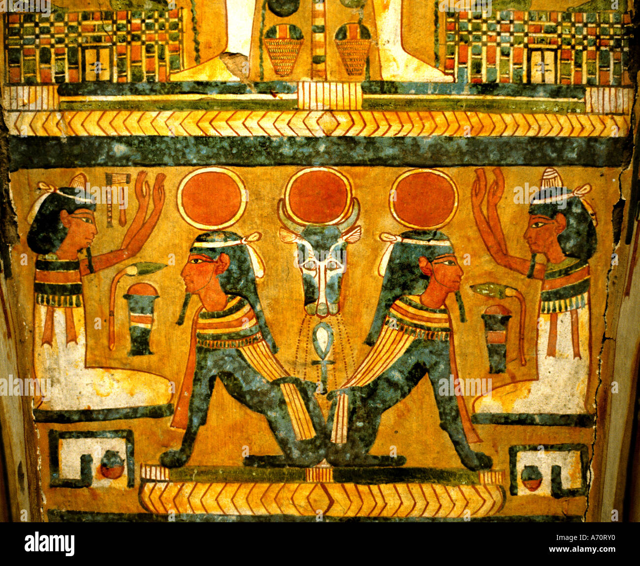 Museum Egypt Antiquity Sarcophagus Coffin Pharaoh Art Painting Stock ...