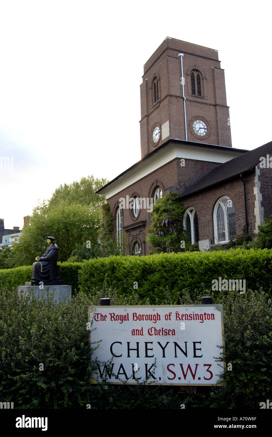 united kingdom london chelsea embankment statue of Sir Thomas More in ...