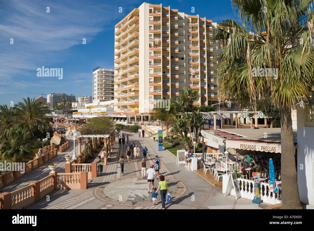 Benalmadena Costa Malaga Province Costa del Sol Spain People strolling ...