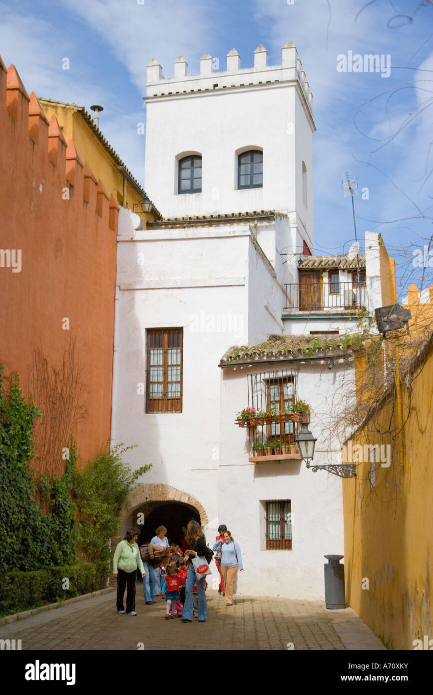 Seville Seville Province Spain Scene in La Juderia Barrio de Santa Cruz ...