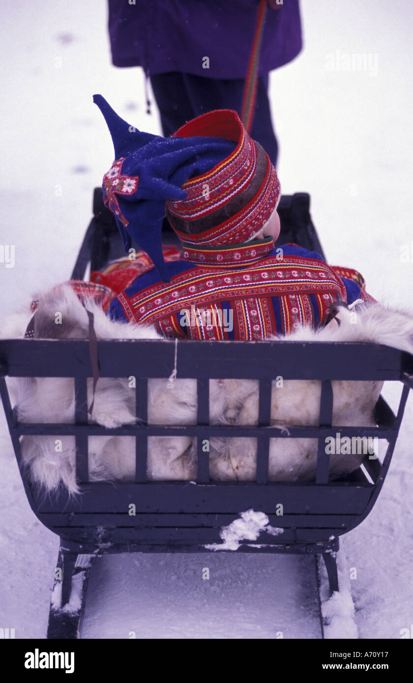 Europe, Finland, Lappland. Lapp child in traditional costume Stock ...