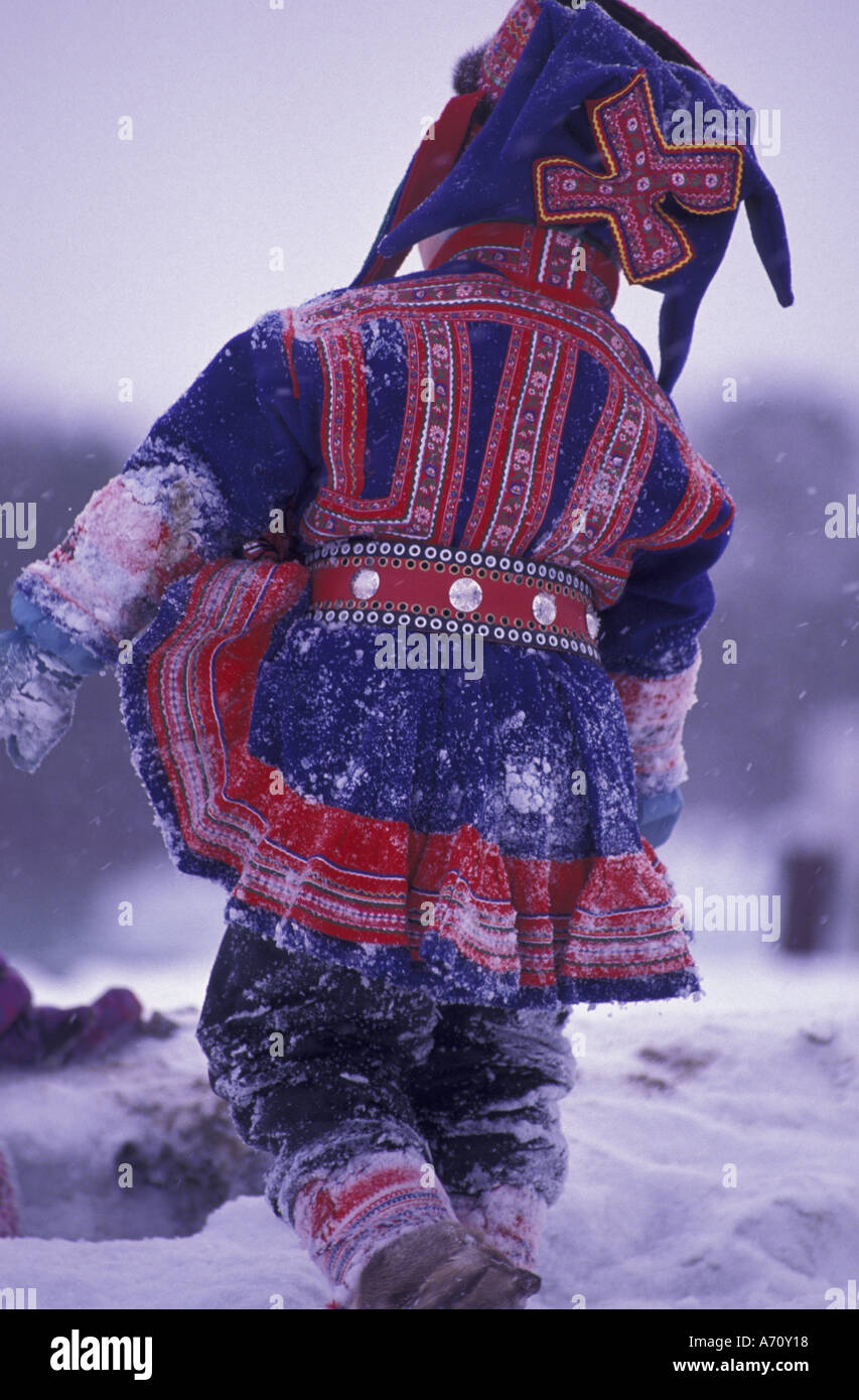 Europe, Finland, Lappland. Lapp child in traditional costume Stock ...