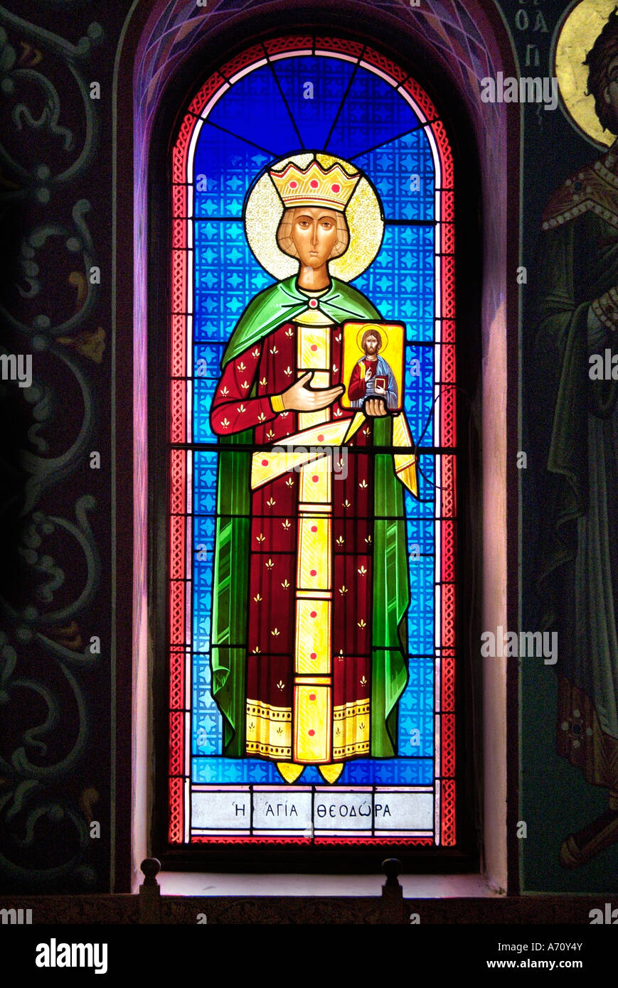 Stained glass window saint st Greek orthodox Christ Christian religious ...