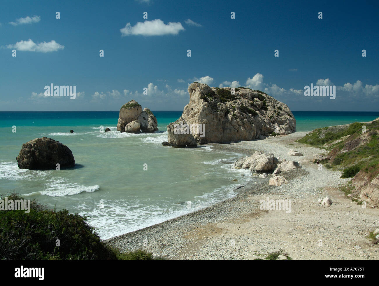 Aphrodites rock paphos pafos khrysokhou bay Cyprus Cypriot Greek Greece ...