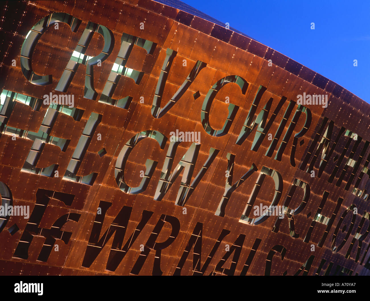 Lettering Wales Millennium Centre Cardiff Bay South Wales Stock Photo ...