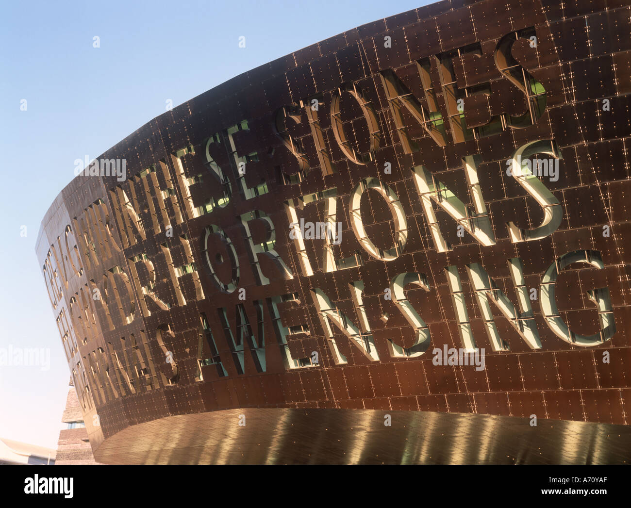 Lettering Wales Millennium Centre Cardiff Bay South Wales Stock Photo ...