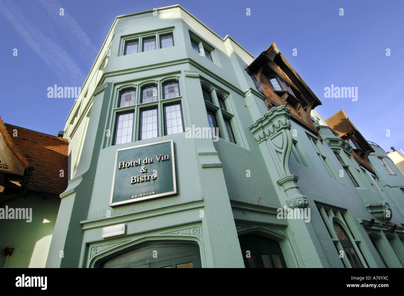 The Hotel du Vin, Brighton, showing the green-washed exterior of the ...