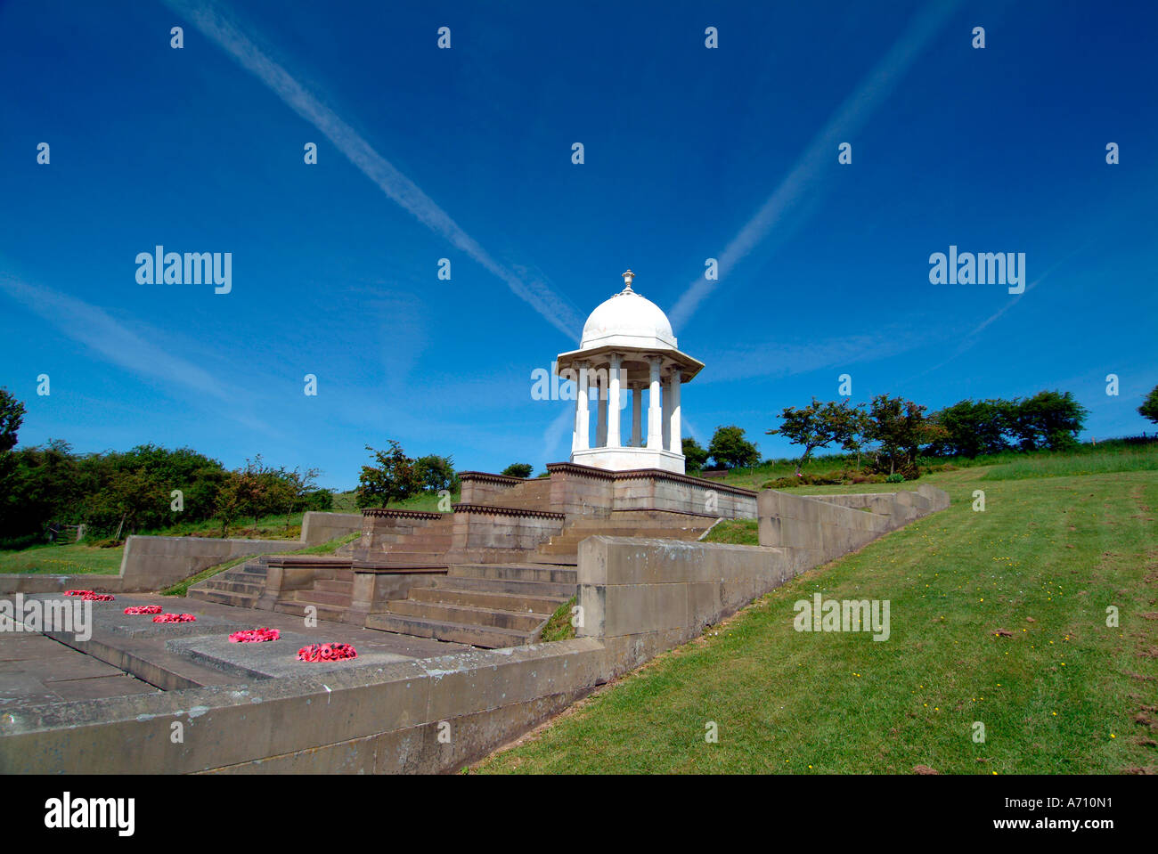 The Chatri memorial on the South Downs north of Brighton with vapour ...