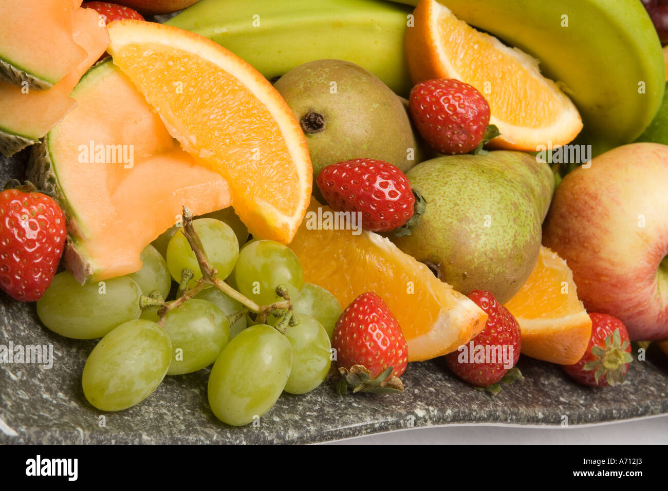 food plate of mixed fruit Stock Photo - Alamy