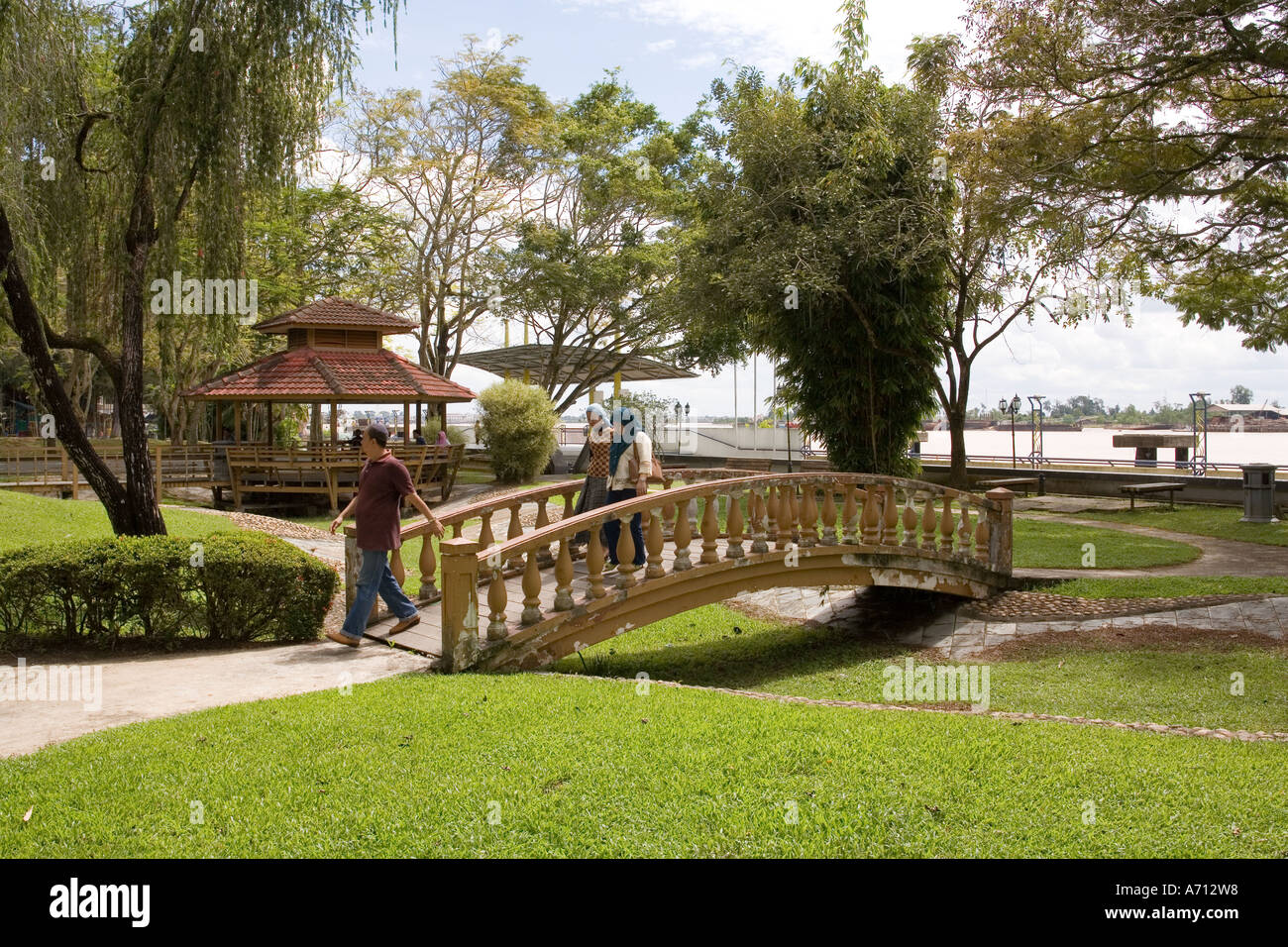 Malaysia Sarawak Sibu Rejang River waterfront Esplanade Park Stock ...