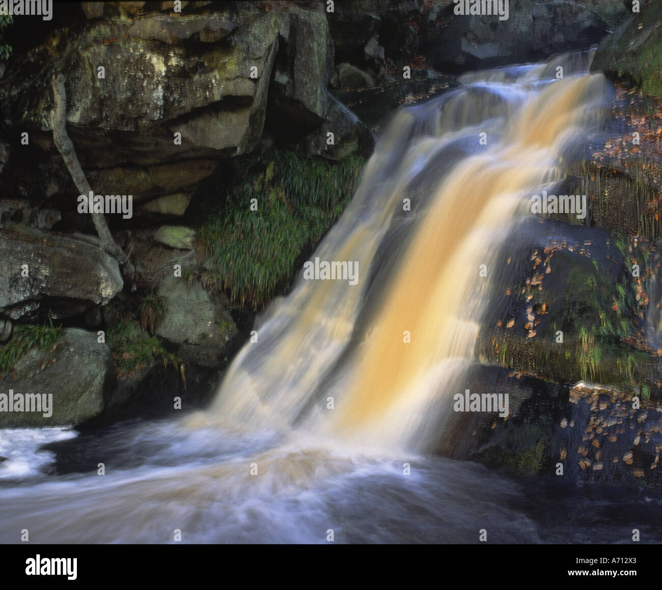Waterfall in the Valley of Desolation, Wharfedale, Yorkshire Dales ...