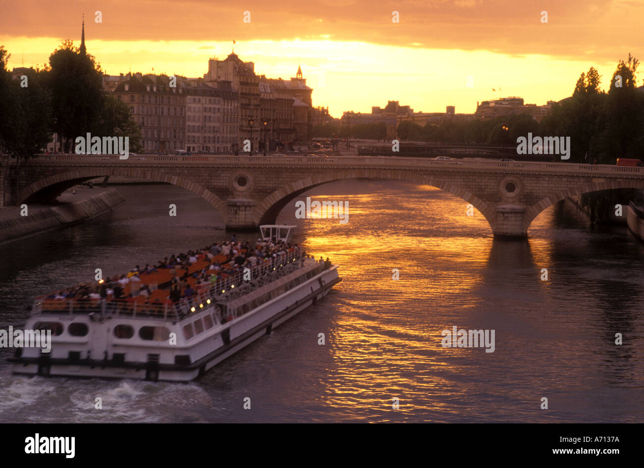 Seine river sightseeing sunset tourism travel traveling water landscape ...