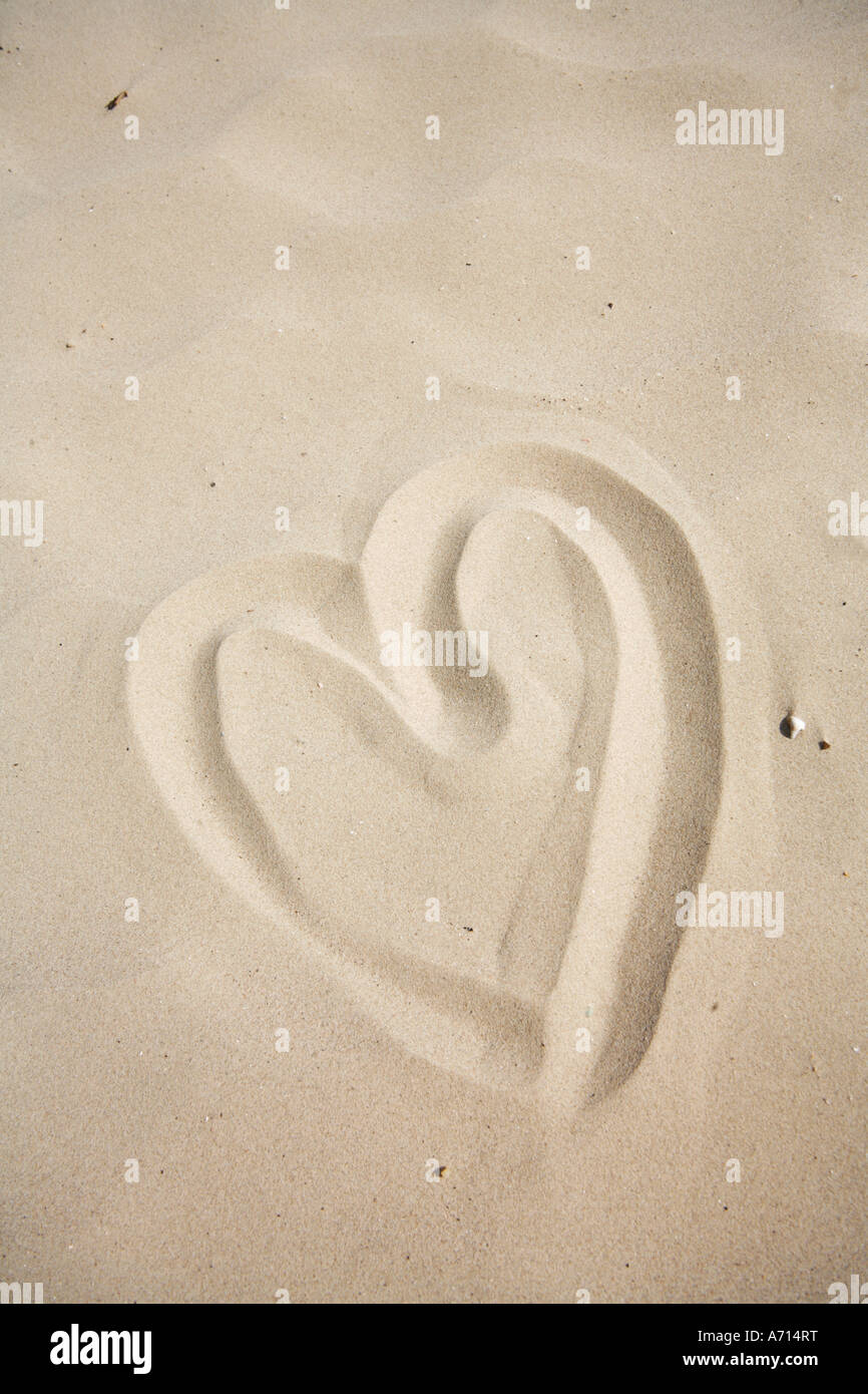 Heart Drawn in the Sand Stock Photo - Alamy