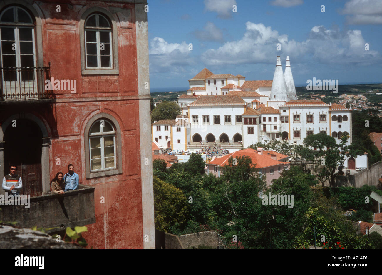 Couple on a balcony in Sintra PORTUGAL, a day trip destination from ...