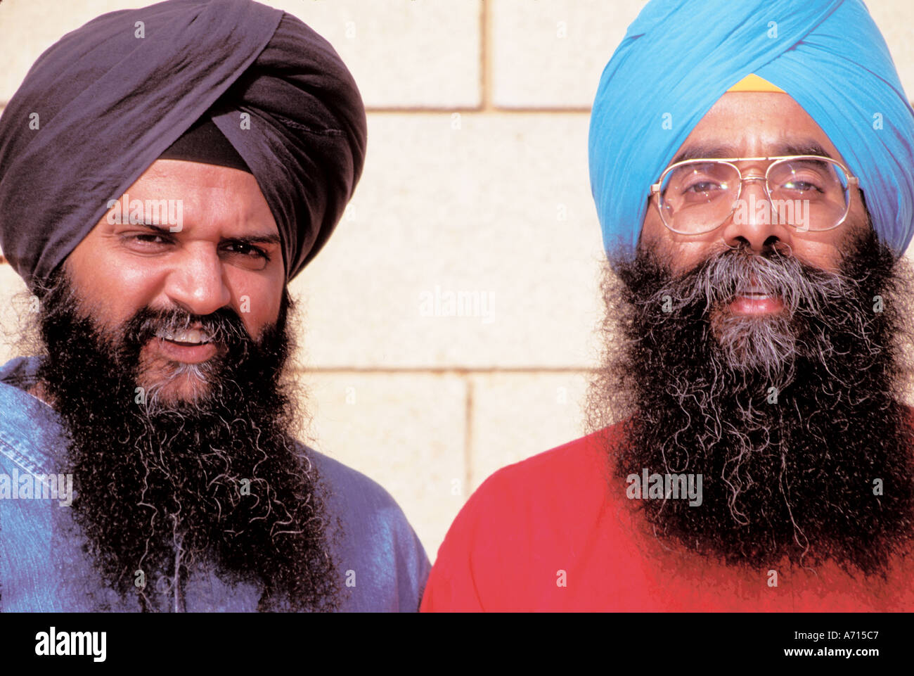 Two Sikh men outside a gurdwara in London Stock Photo - Alamy