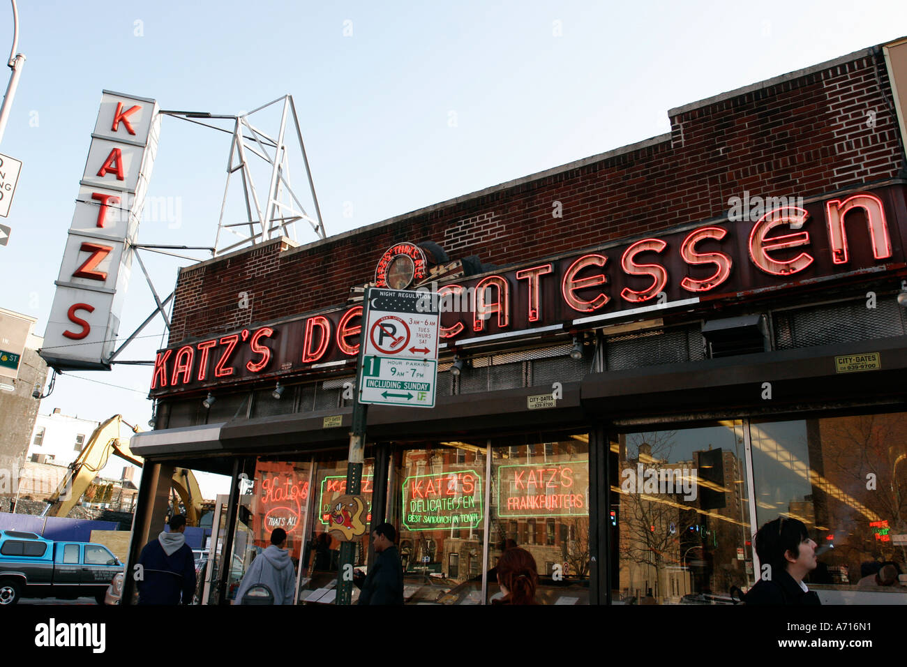 Neon sign for Katz's Delicatessen. New York city United States of ...