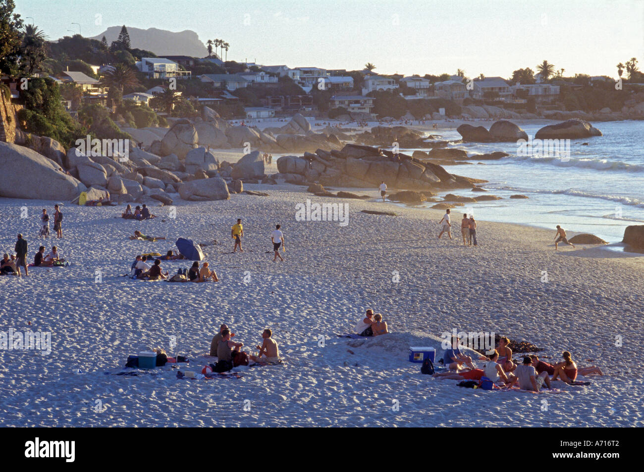 Veiw of Clifton beach number 2 at late late afternoon light Stock Photo ...
