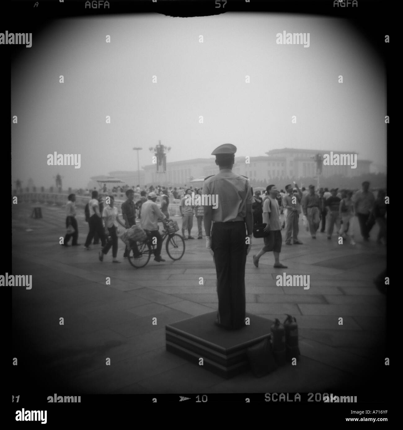 Asia China Beijing Policeman standing guard at the Gate of Heavenly ...