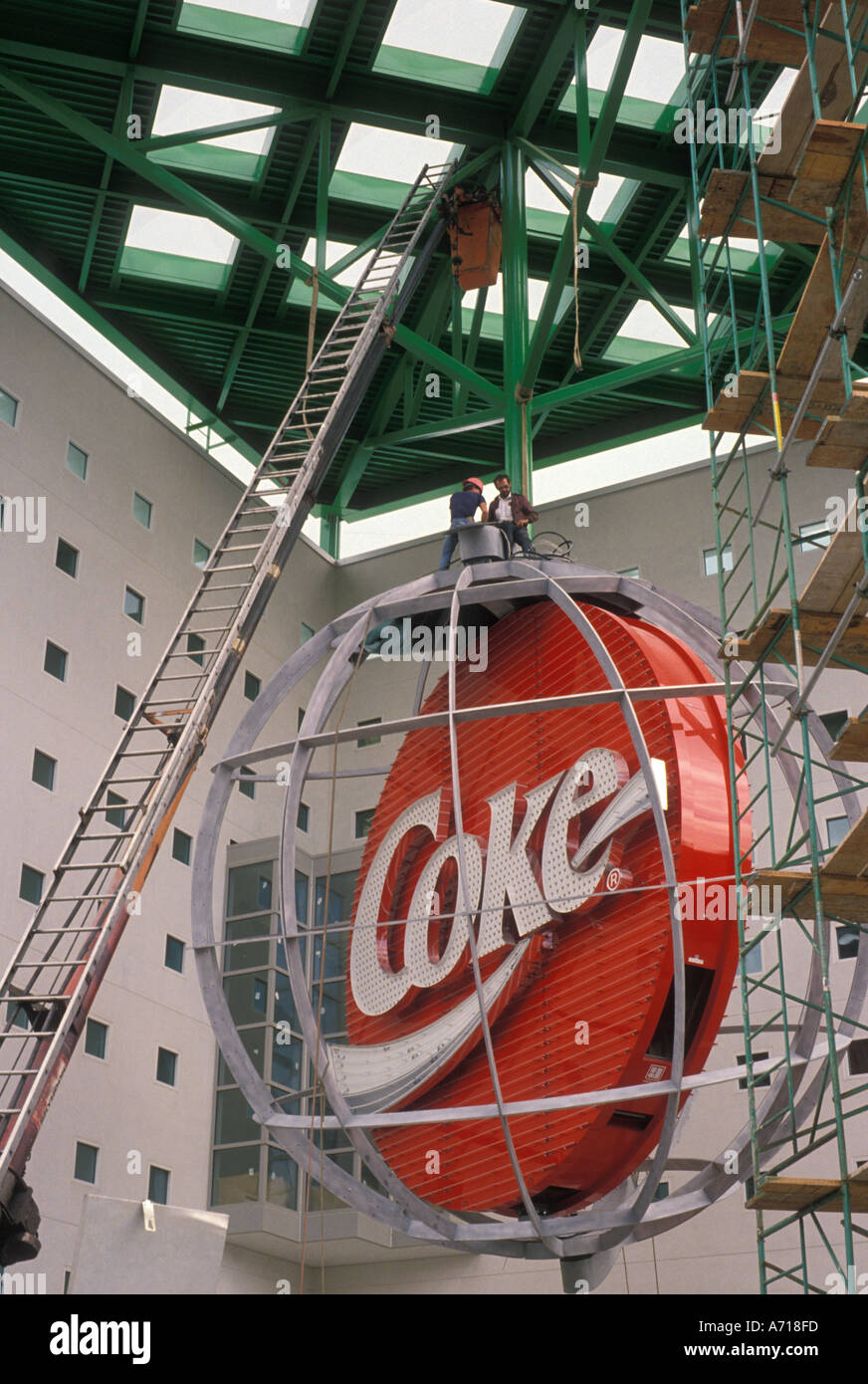 Coca cola disc sign hi-res stock photography and images - Alamy