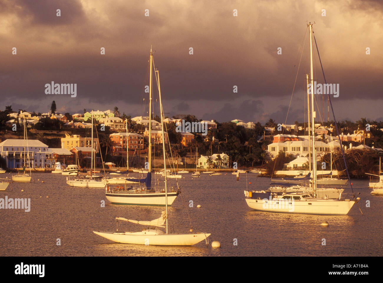 Sailboats at anchor in Bermuda Stock Photo - Alamy