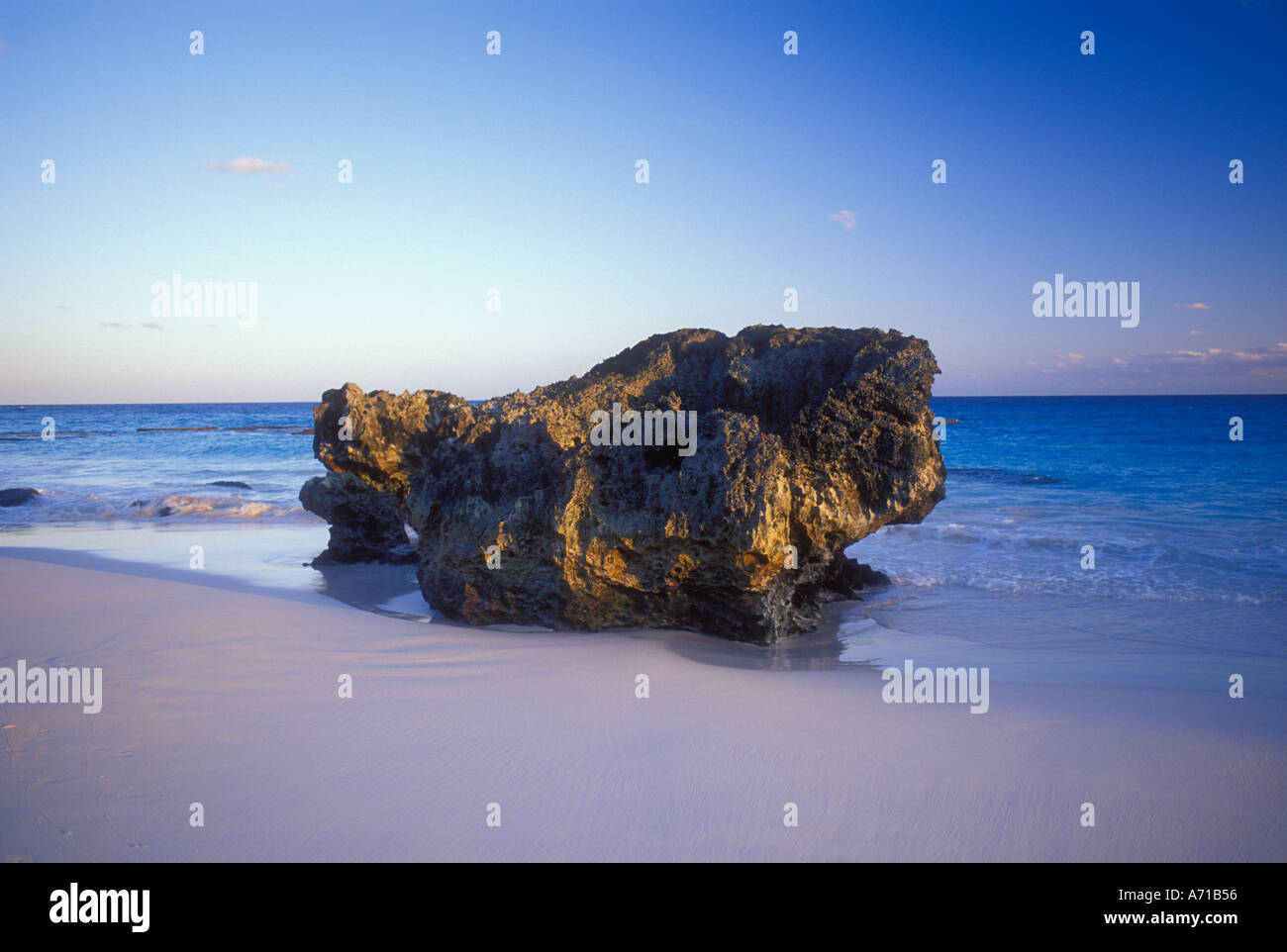 Large stone formation on beach in Bermuda Stock Photo - Alamy