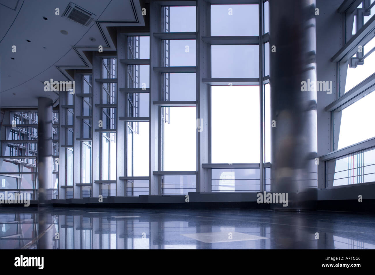 Asia China Shanghai Steel and glass interior of public viewing deck at ...