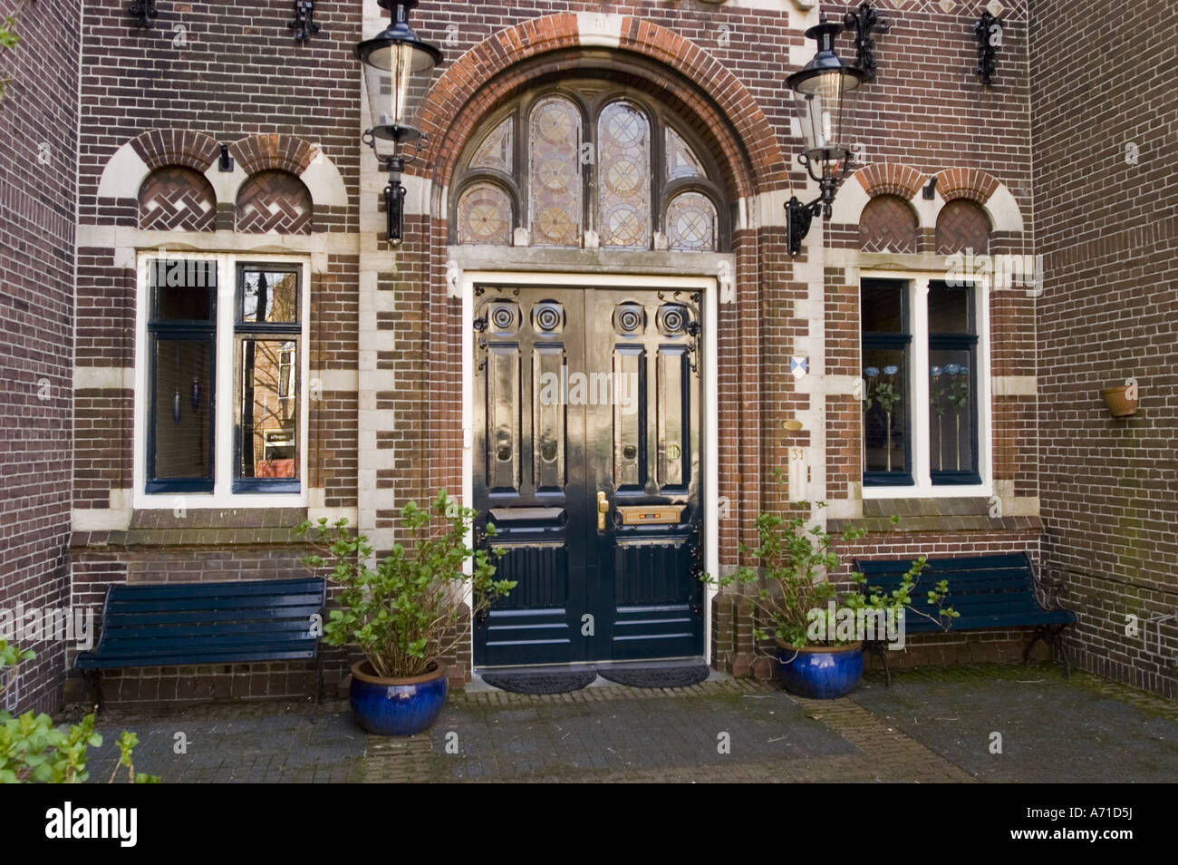 Entrance to old house in Gouda town centre South Holland Stock Photo ...