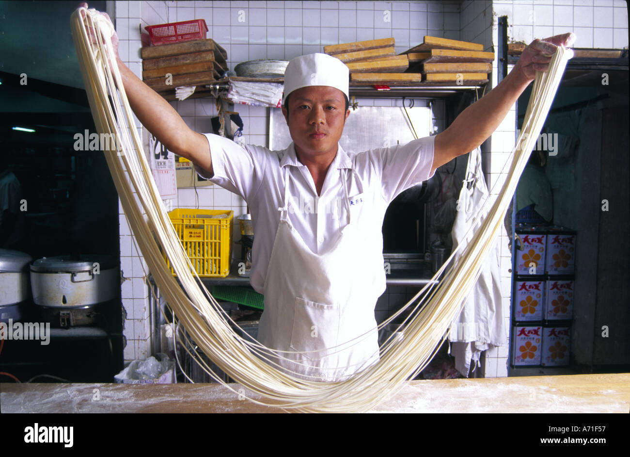 Peking Beijing noodle making in Taipei Taiwan See noodle making ...