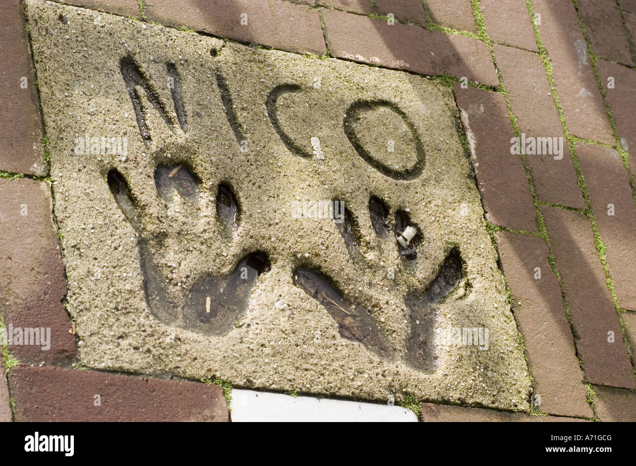 Handprints with Nico sign, Amsterdam, Holland Stock Photo - Alamy