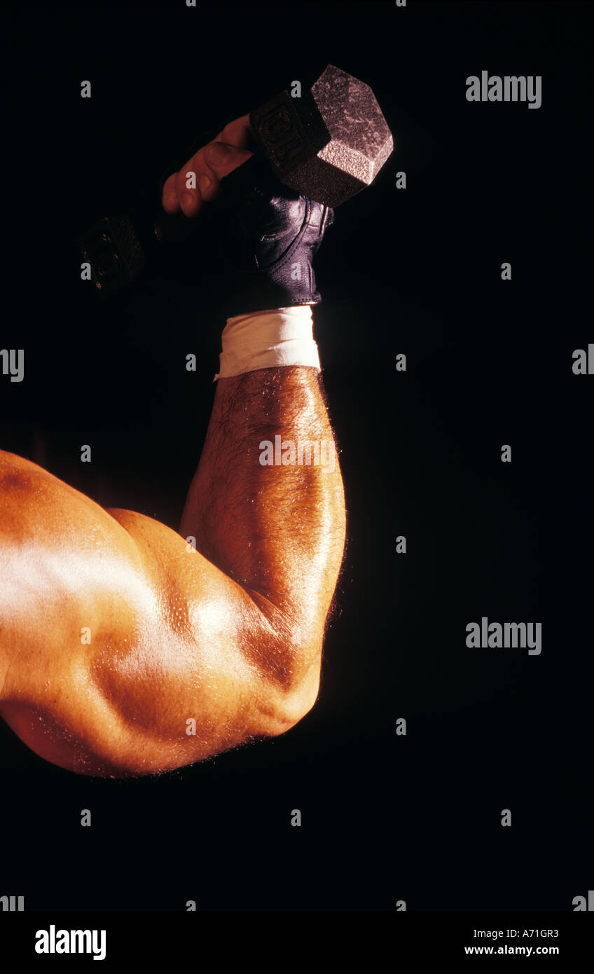 A weightlifter s arm is shown in isolation as he lifts a barbell Stock ...