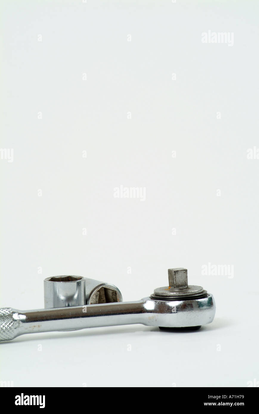 shiny metal socket and handle on a white background Stock Photo - Alamy