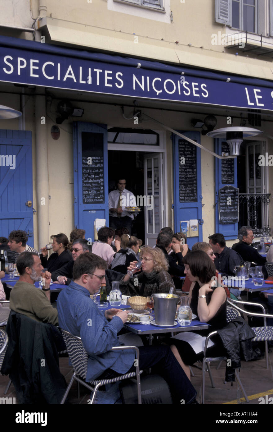 Europe, France, Cote d'Azur, Nice, Cafe life on Nice street Stock Photo ...