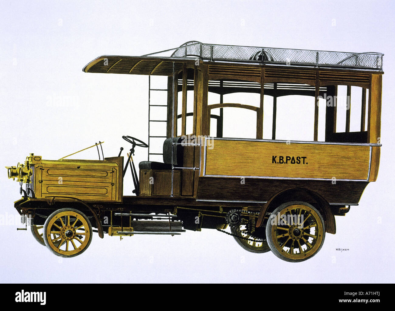 transport/transportation, busses, Büssing 1909 of the Bavarian mail ...
