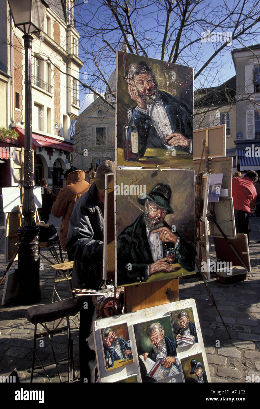 FRANCE, Paris, Montmartre Artist and Paintings, Place du Tertre Stock ...