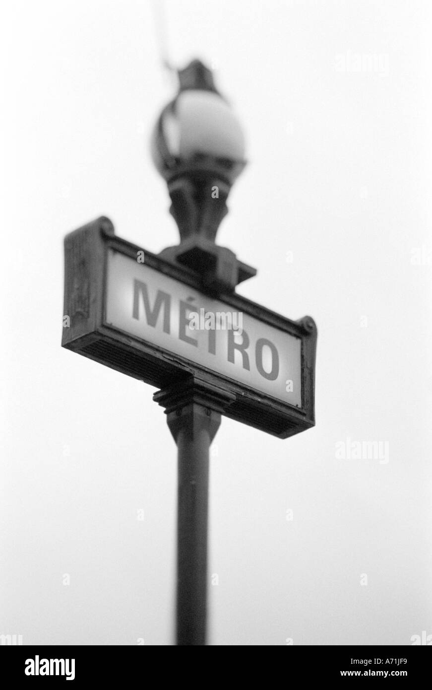 Europe, France, Paris. Metro sign (defocussed Stock Photo - Alamy