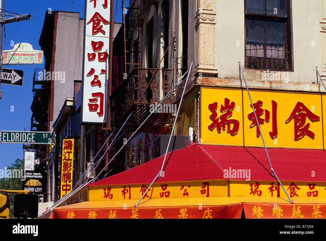 Chinatown buildings local culture. New York City, Lower East Side ...