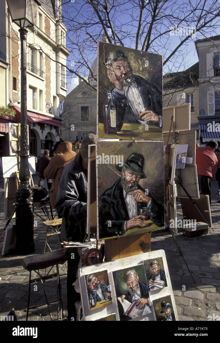 Europe, France, Paris, Montmartre, Artists and paintings, Place du ...