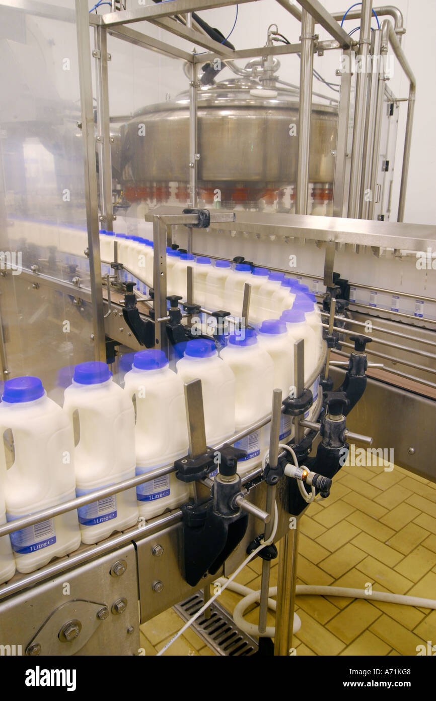 Milk on Conveyor Stock Photo - Alamy