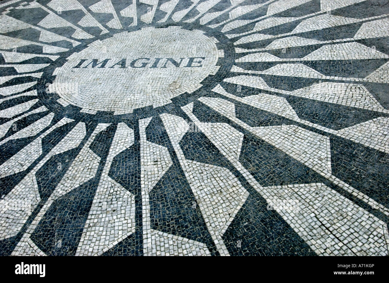Memorial to John Lennon at Strawberry Fields in Central Park Stock ...