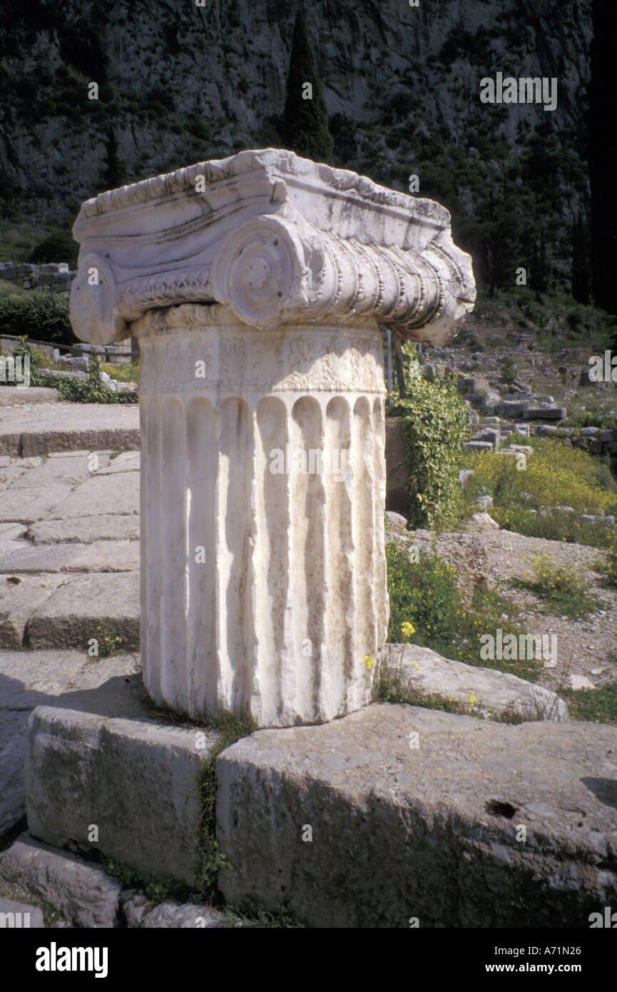 Europe, Greece, Philippi, Macedonia. Iconic column among the ruins ...