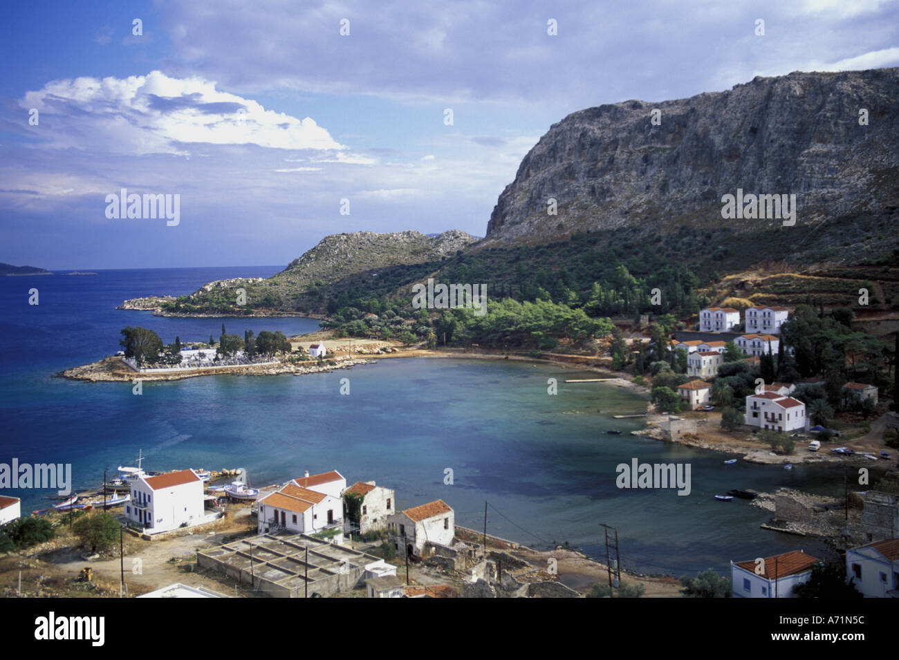 Greece, Dodecanese Islands, Kastellorizo Village and bay scenic Stock ...