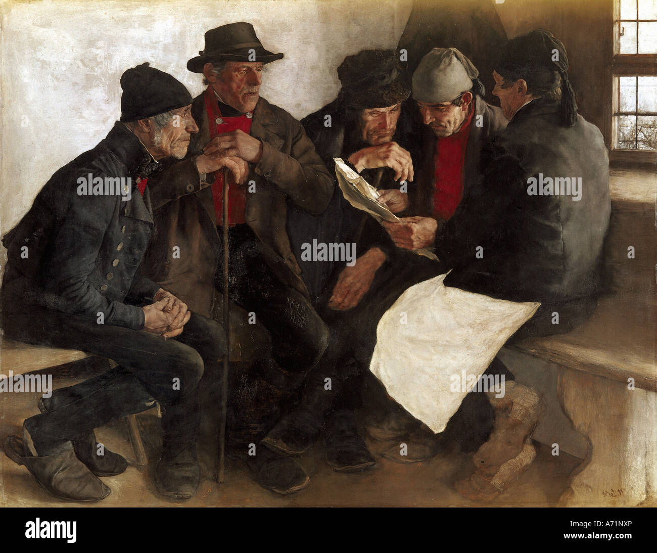 "fine arts, Leibl, Wilhelm, (1844 - 1900), painting, "Die Dorfpolitiker ...