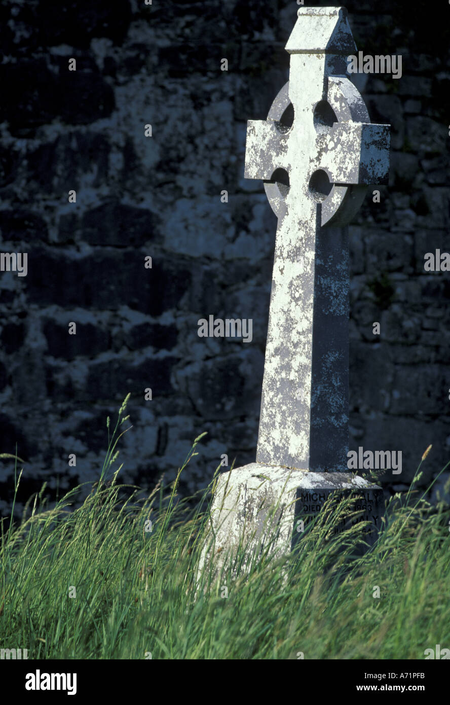 Europe, Ireland, County Clare. Dysart O'dea church, Celtic Cross Stock ...